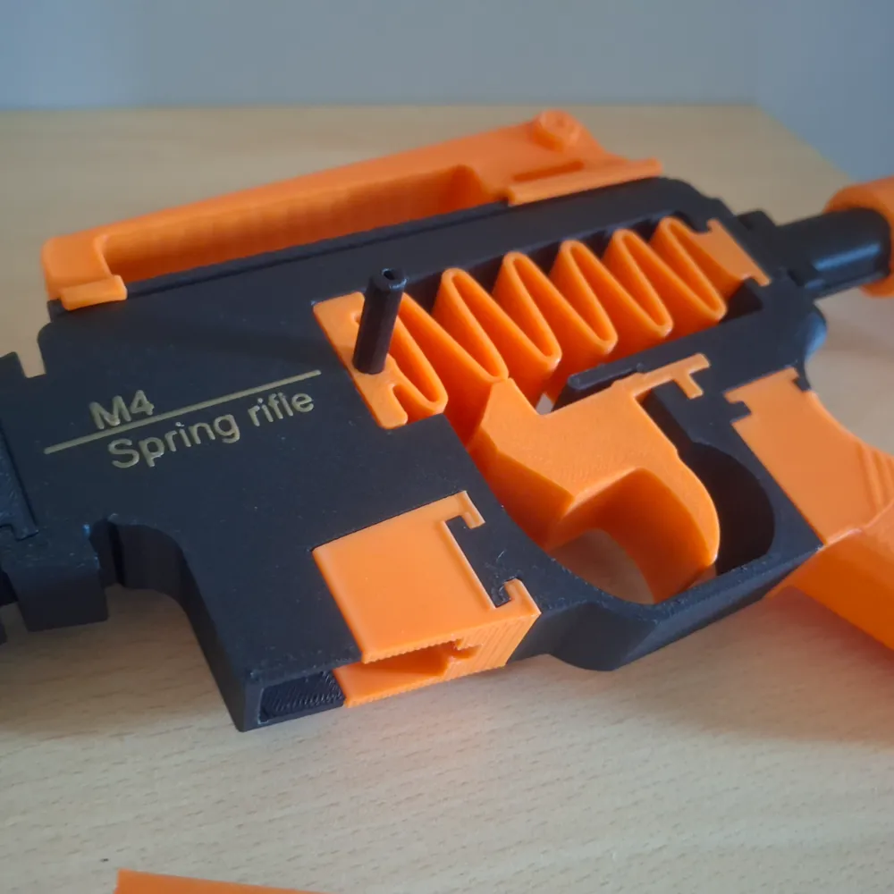 M4 Spring Rifle - Shoots fake bullets with mag by Next3D - MakerWorld