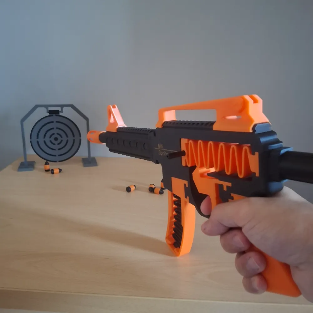 M4 Spring Rifle - Shoots fake bullets with mag by Next3D - MakerWorld