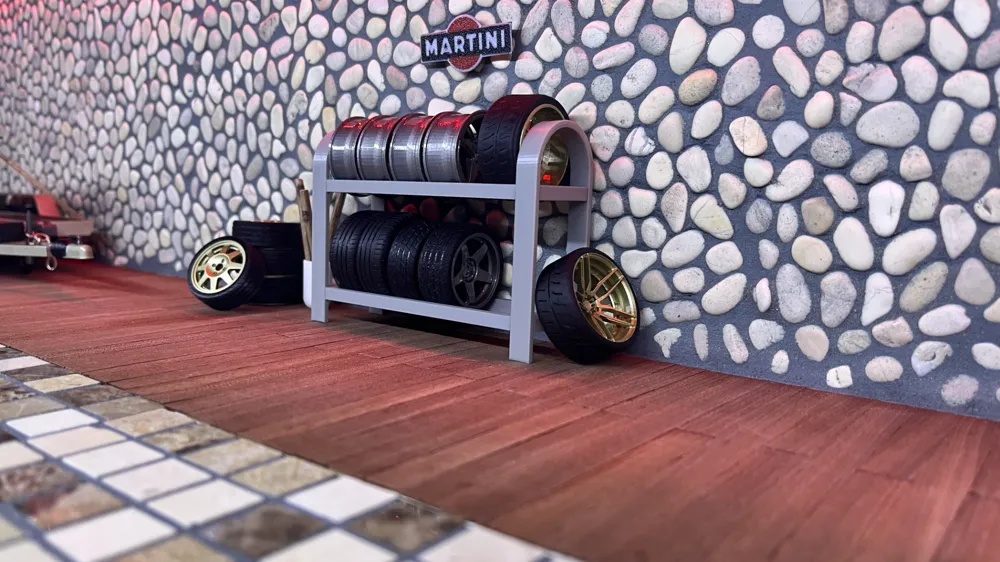 tyre rack 1:18 diorama garage tire diecast stand by pierblebee - MakerWorld