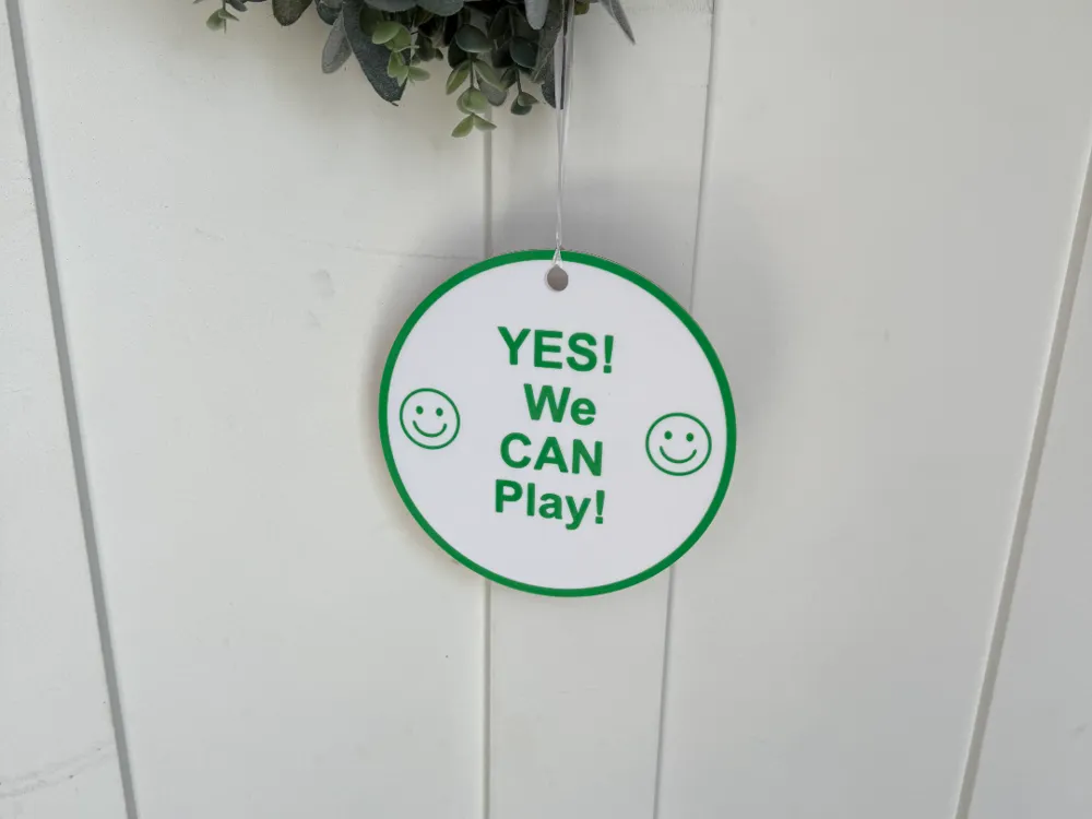 “Can We Play?” Reversible Door Sign by PrintedChapters MakerWorld ...