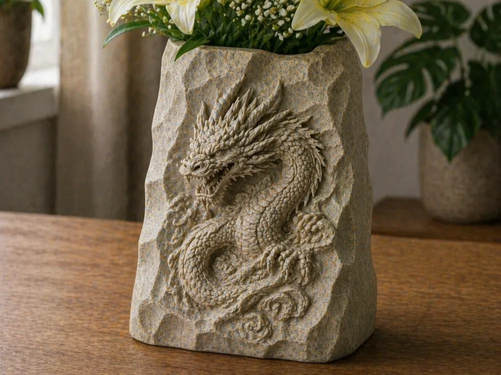 Rock Style Dragon Vase Decorative Flower Vase - Free 3D Print Model ...