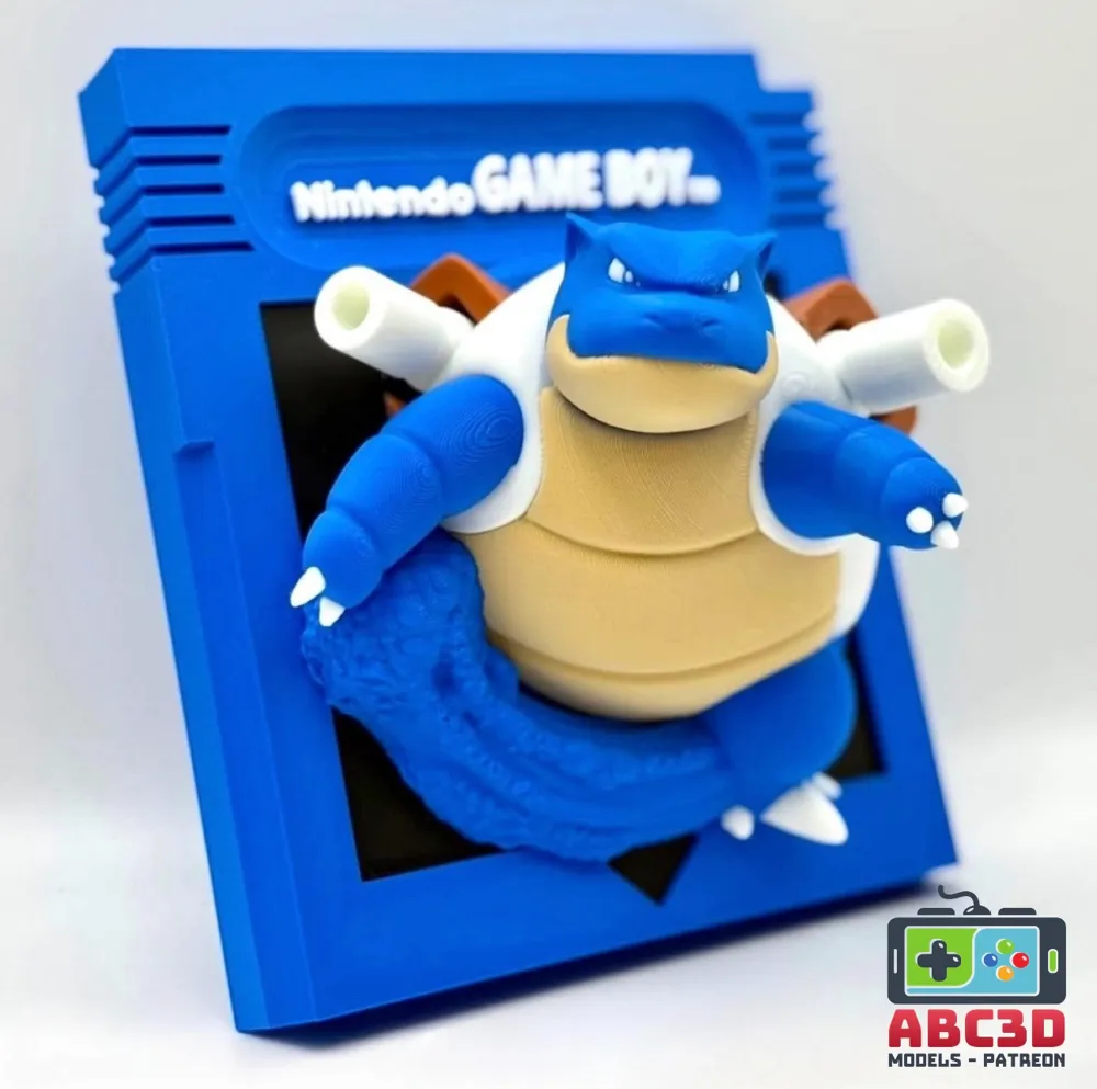 Pokemon Blue Blastoise Game Boy Nintendo Cartridge by ABC3D - MakerWorld