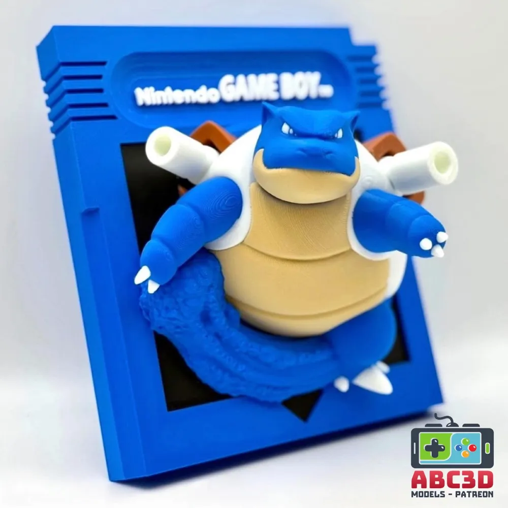 Pokemon Blue Blastoise Game Boy Nintendo Cartridge by ABC3D - MakerWorld