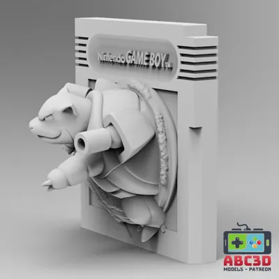 Pokemon Blue Blastoise Game Boy Nintendo Cartridge by ABC3D - MakerWorld