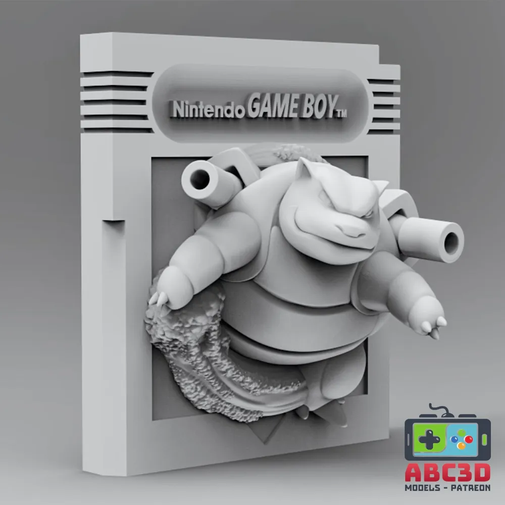 Pokemon Blue Blastoise Game Boy Nintendo Cartridge by ABC3D - MakerWorld