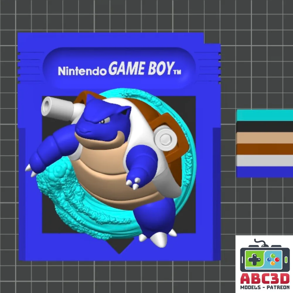 Pokemon Blue Blastoise Game Boy Nintendo Cartridge by ABC3D - MakerWorld