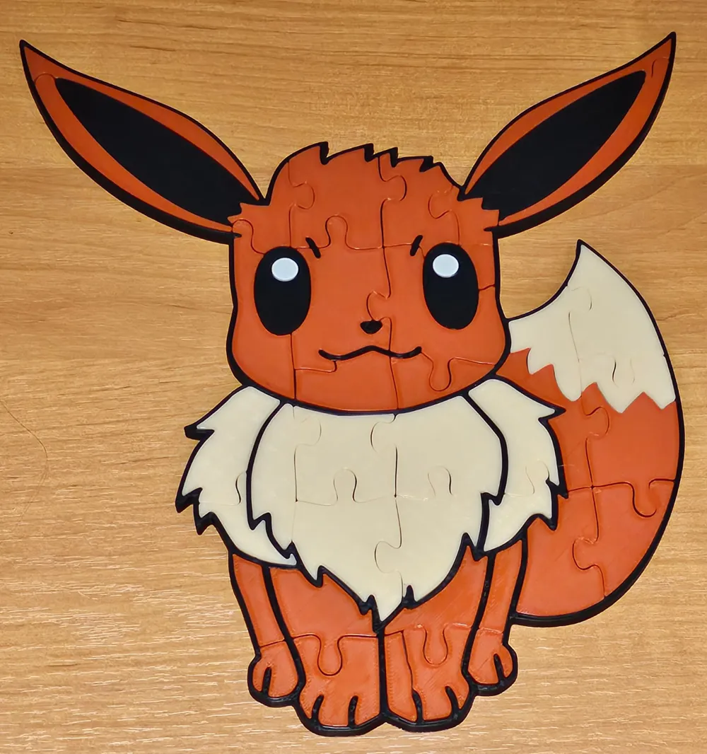 Eevee puzzle - pokemon puzzles, separate colors by Emashi - MakerWorld