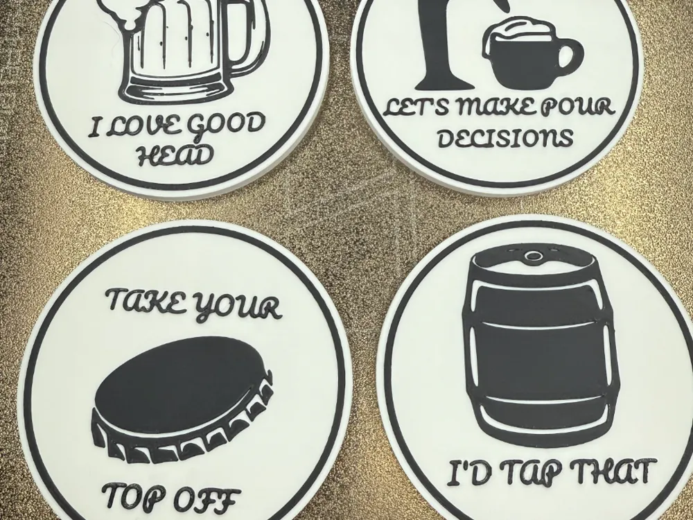 FUNNY BEER DRINKING COASTER SET - Free 3D Print Model - MakerWorld