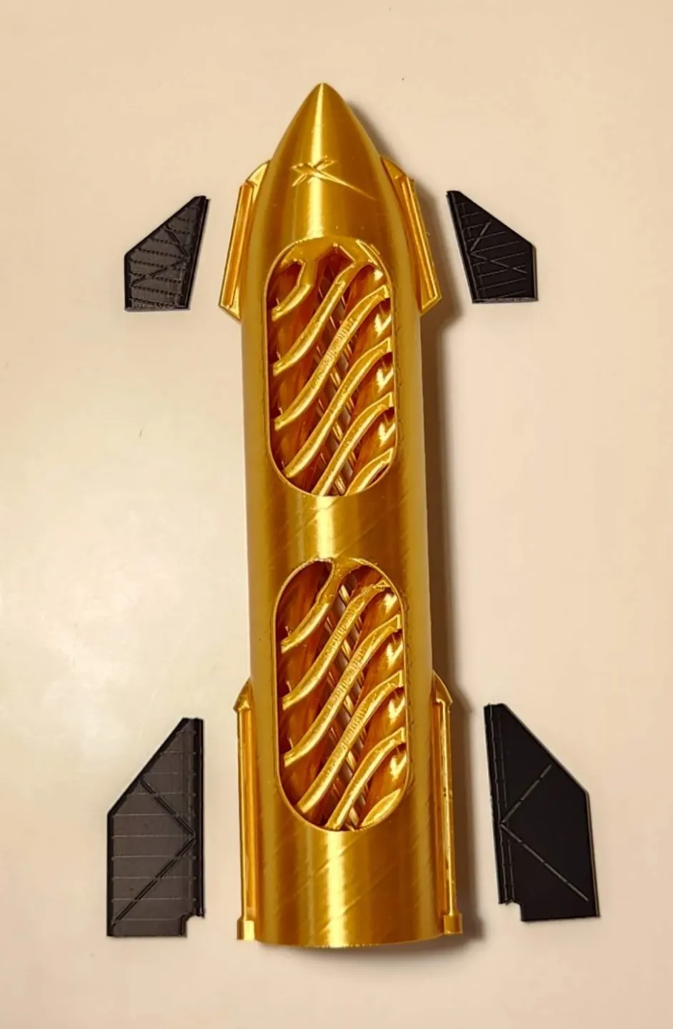 Starship helix rocket with snap-fit moving flaps by Print Doc ...