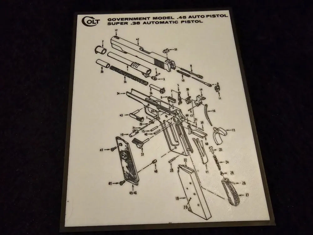 Colt 1911 schematic art by TB3DMakerWorld: Download Free 3D Models