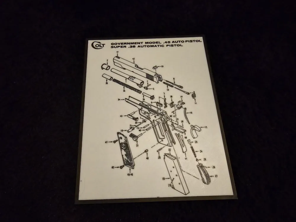 Colt 1911 schematic art by TB3DMakerWorld: Download Free 3D Models