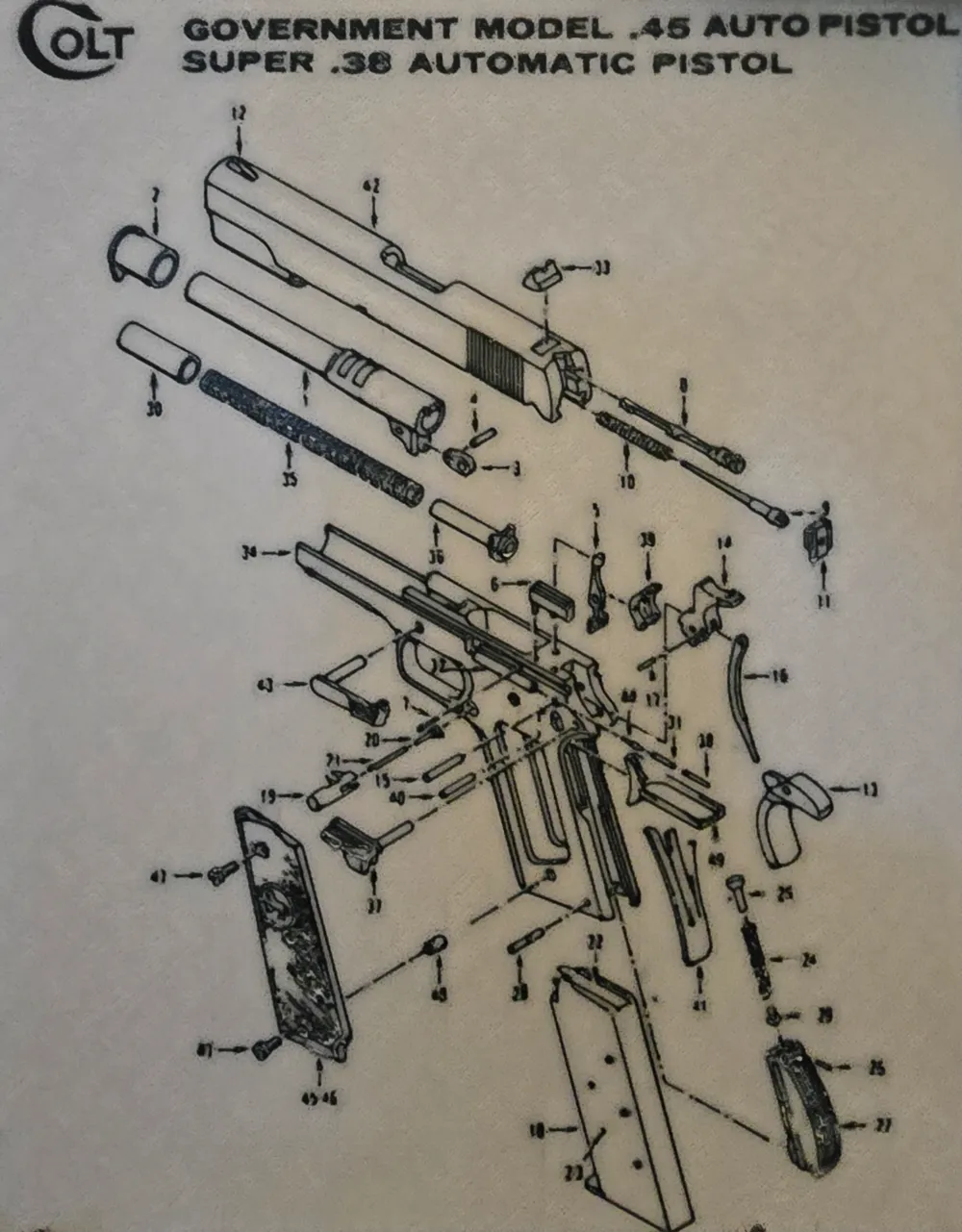 Colt 1911 schematic art by TB3DMakerWorld: Download Free 3D Models