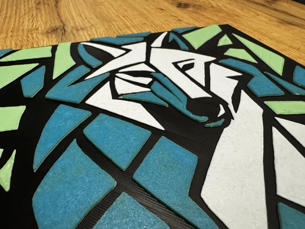 Mosaic Wolf – ultra-thin 20 × 20 cm 3D Picture by Stephan Aberer ...