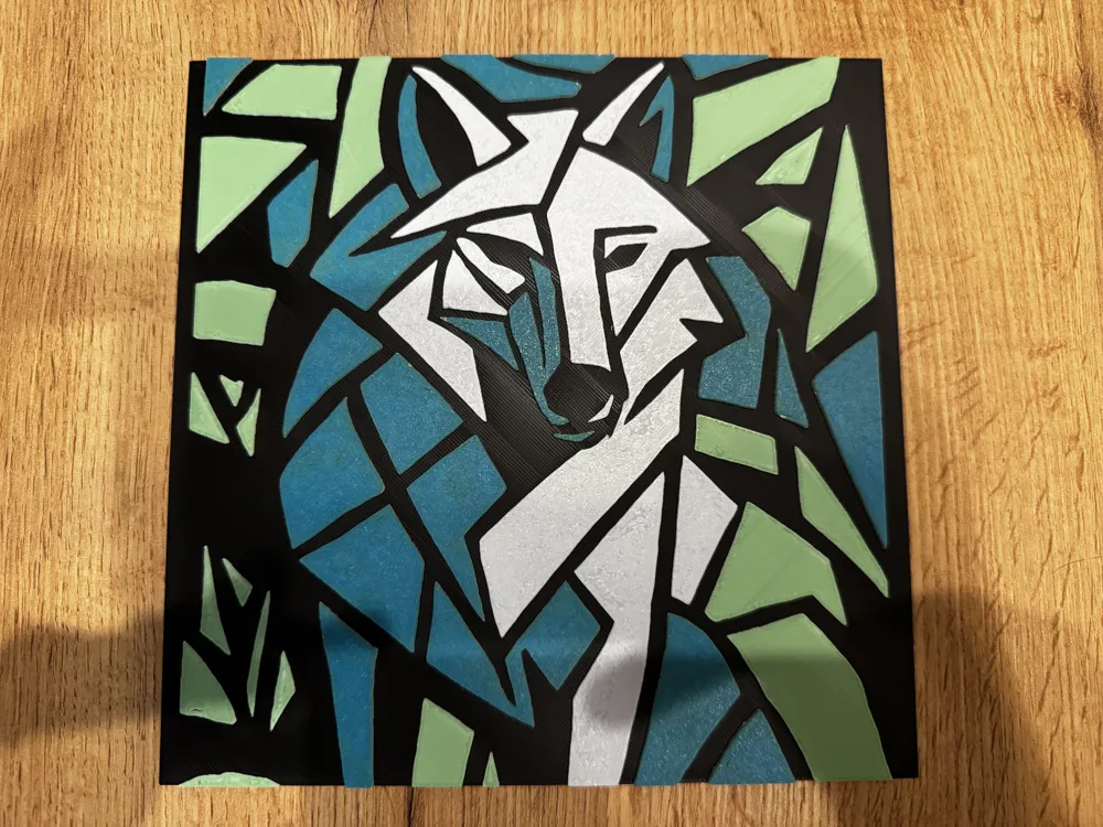 Mosaic Wolf – ultra-thin 20 × 20 cm 3D Picture by Stephan Aberer ...