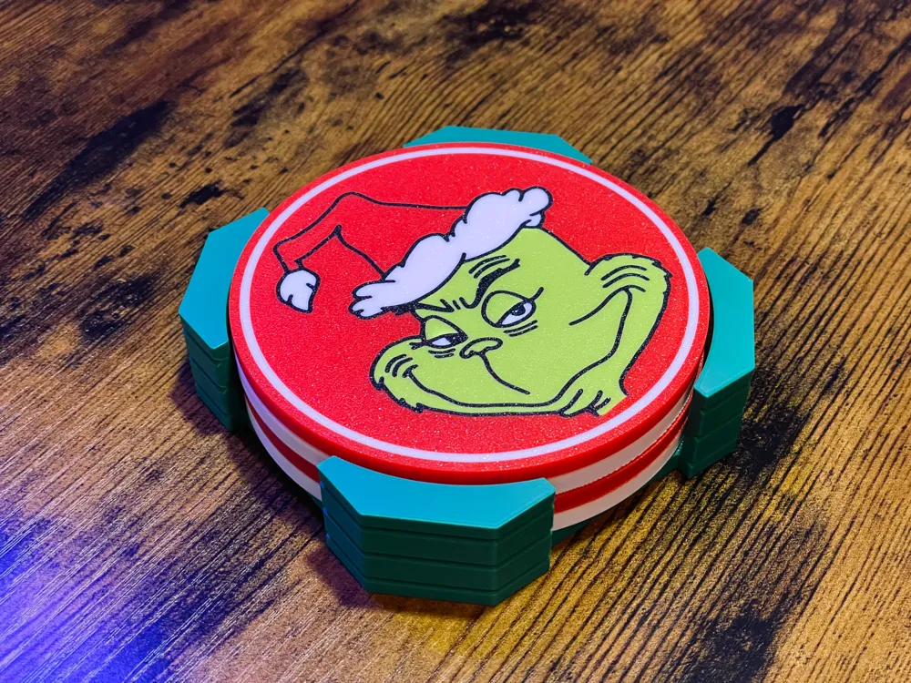 The Grinch Christmas Themed Coasters by NiiON MakerWorld: Download Free ...