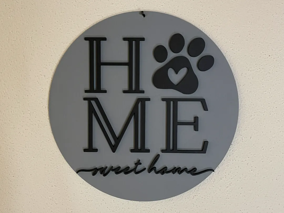 Decorative wall sign Home Sweet Home Paw - Free 3D Print Model - MakerWorld