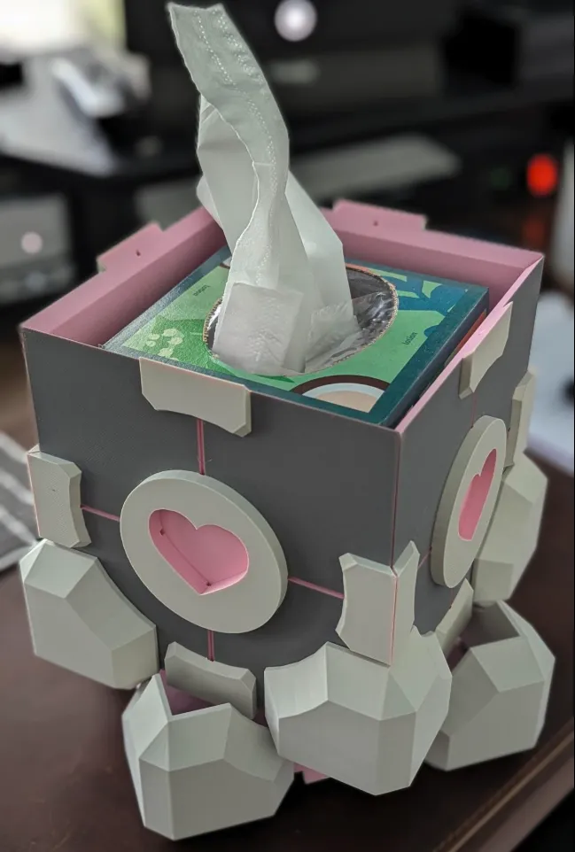 Portal Companion Cube Tissue Box Cover - Free 3D Print Model - MakerWorld