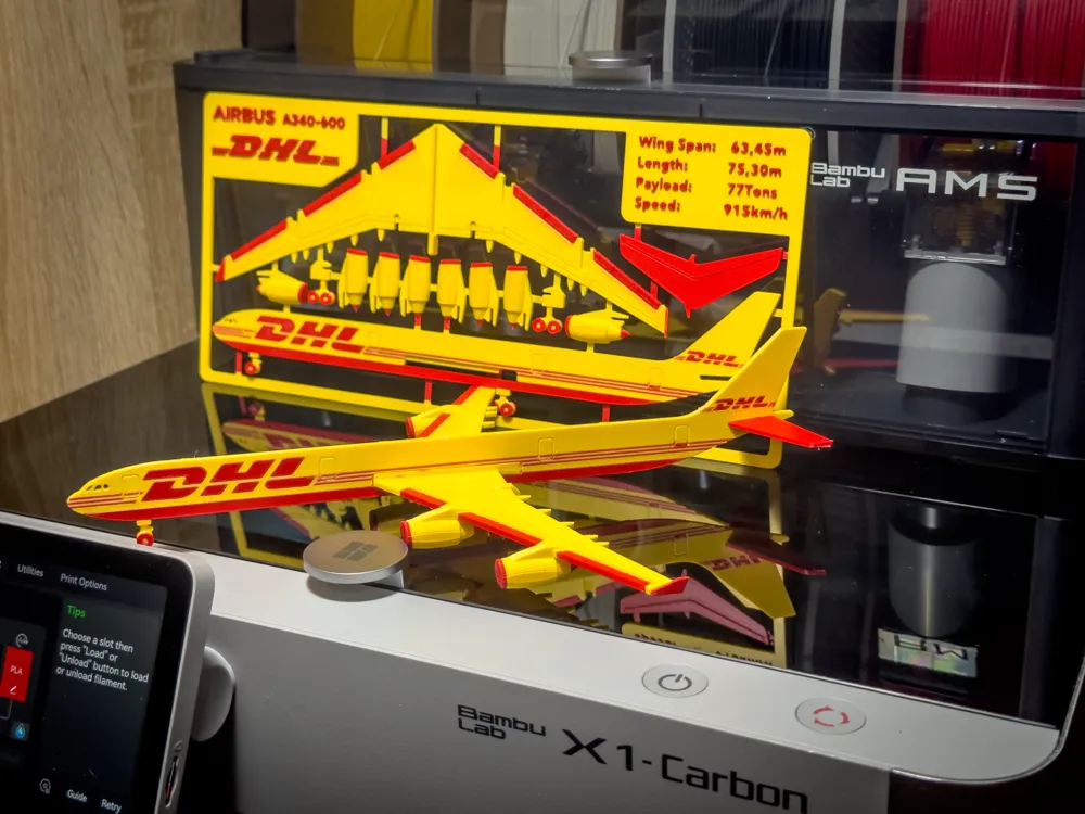 DHL Cargo Plane kit card (Airbus A340-600) by pbbence1994 MakerWorld ...