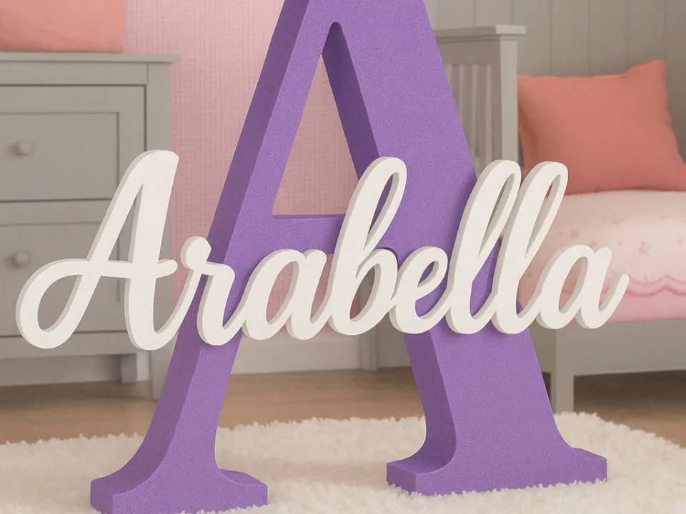 Arabella Letter Stand – Script Name Accent - Free 3D Print Model ...