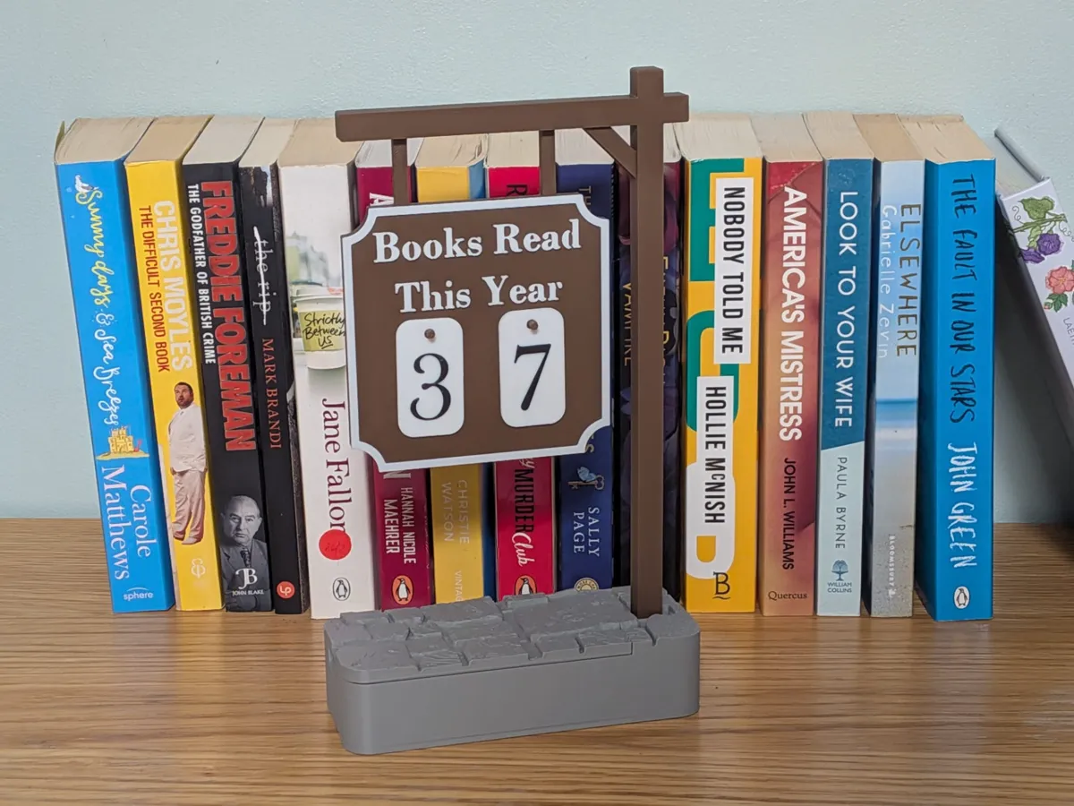 Books Read This Year - Hanging Sign Post - Free 3D Print Model - MakerWorld