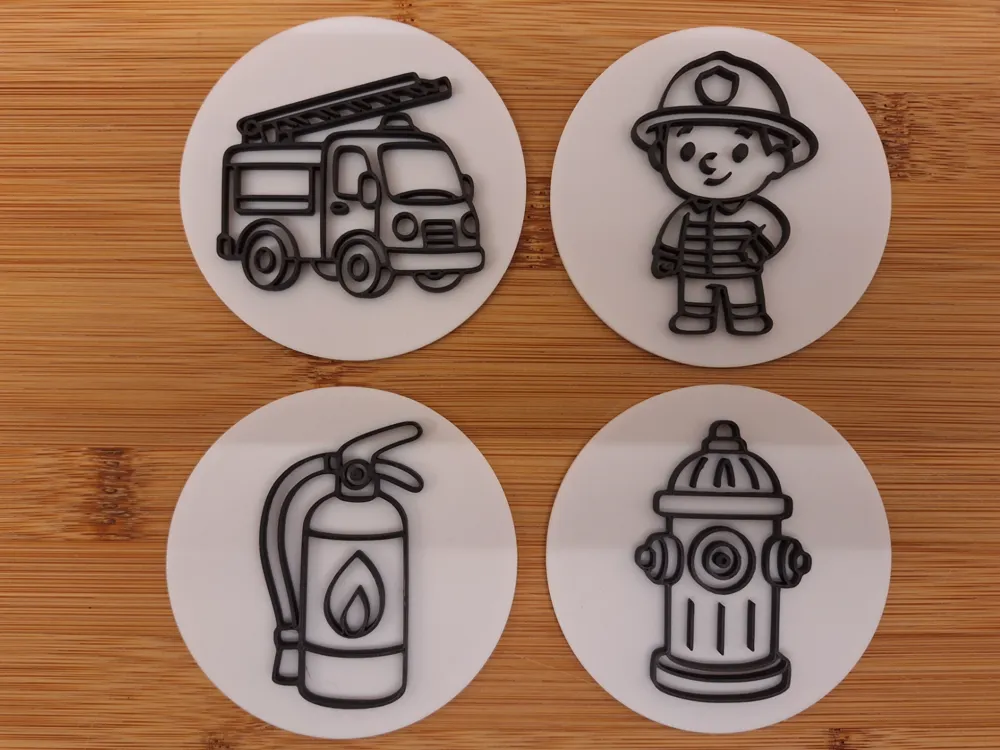 Sensory play : Fire brigade stamp set - Free 3D Print Model - MakerWorld