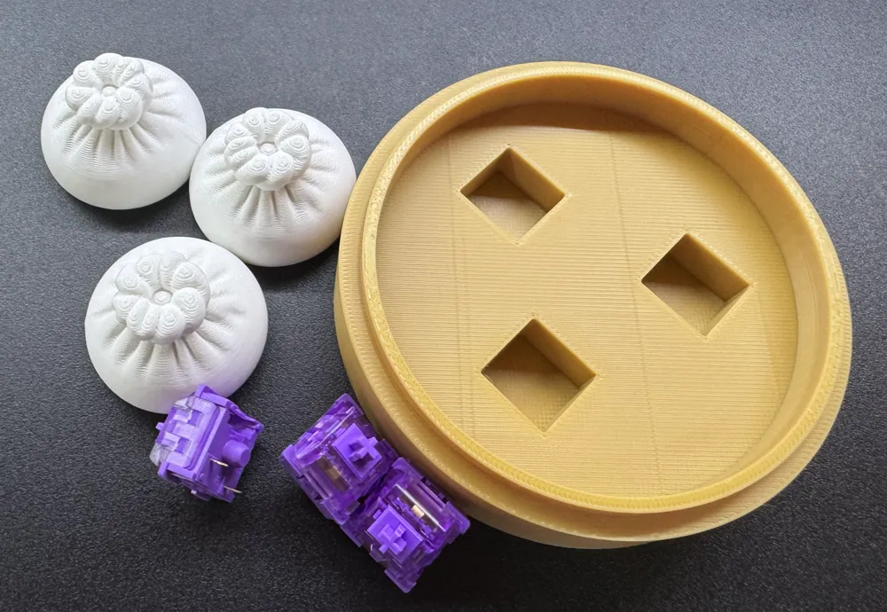 Steamed Bun Clicker in Dim Sum Container - Free 3D Print Model - MakerWorld