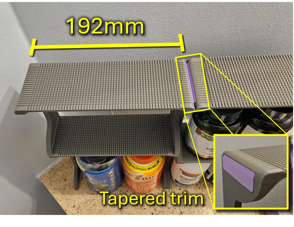 Wider Tabletop Shelf Rack + tapered top trim Remixed by ...