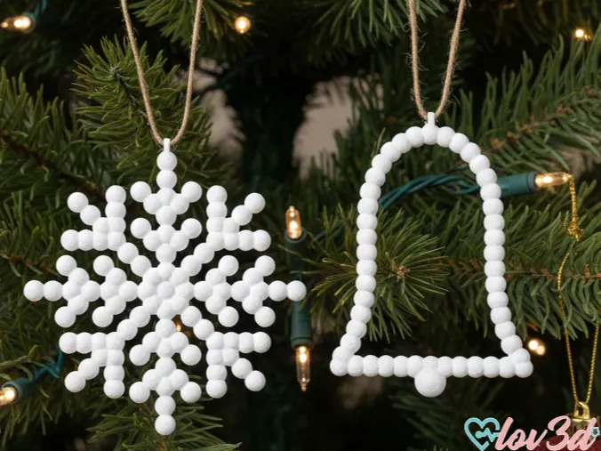 Beaded Christmas Ornament (Snowflake & Bell) by lov3d MakerWorld ...