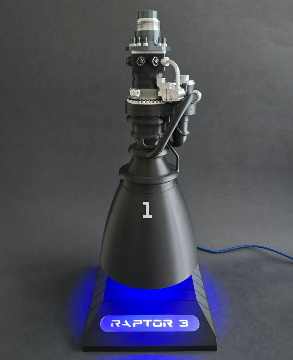 SpaceX Raptor 3 Stand with Optional LEDs by CrazyJ MakerWorld: Download ...