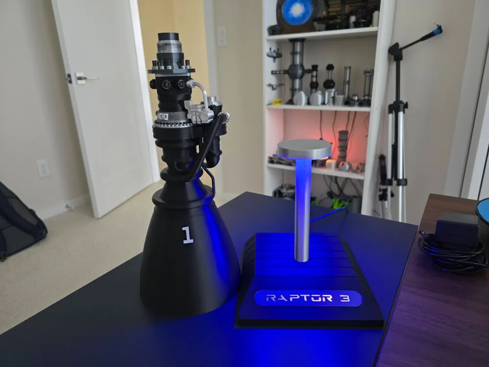 SpaceX Raptor 3 Stand with Optional LEDs by CrazyJ MakerWorld: Download ...