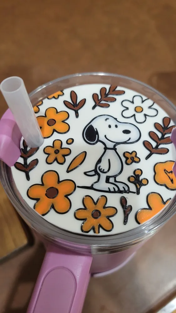 Stanley Tumbler Topper – Snoopy with Fall Flowers by Vuek MakerWorld ...