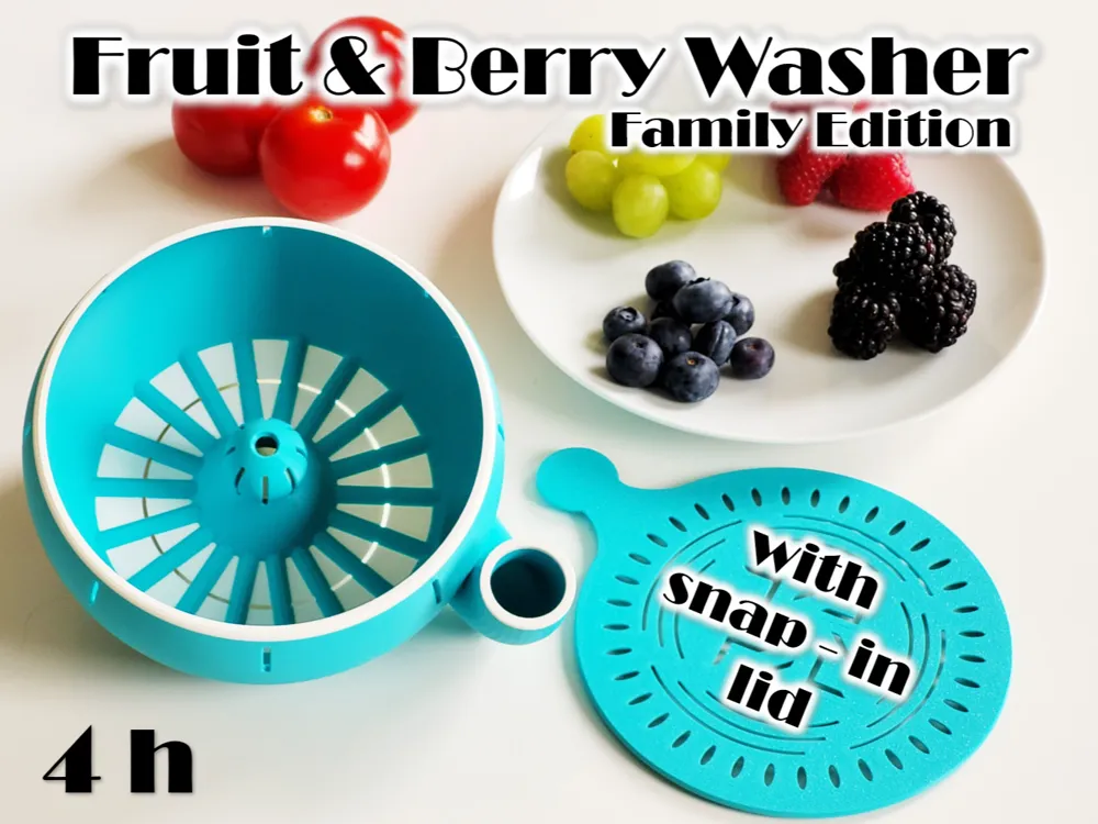 Fruit & Berry Washer - Family Edition with lid - Free 3D Print Model ...