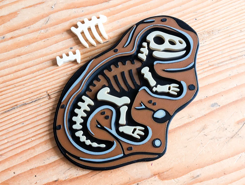 T-Rex Dinosaur Fossil Puzzle – Unearth the Past! - Free 3D Print Model ...