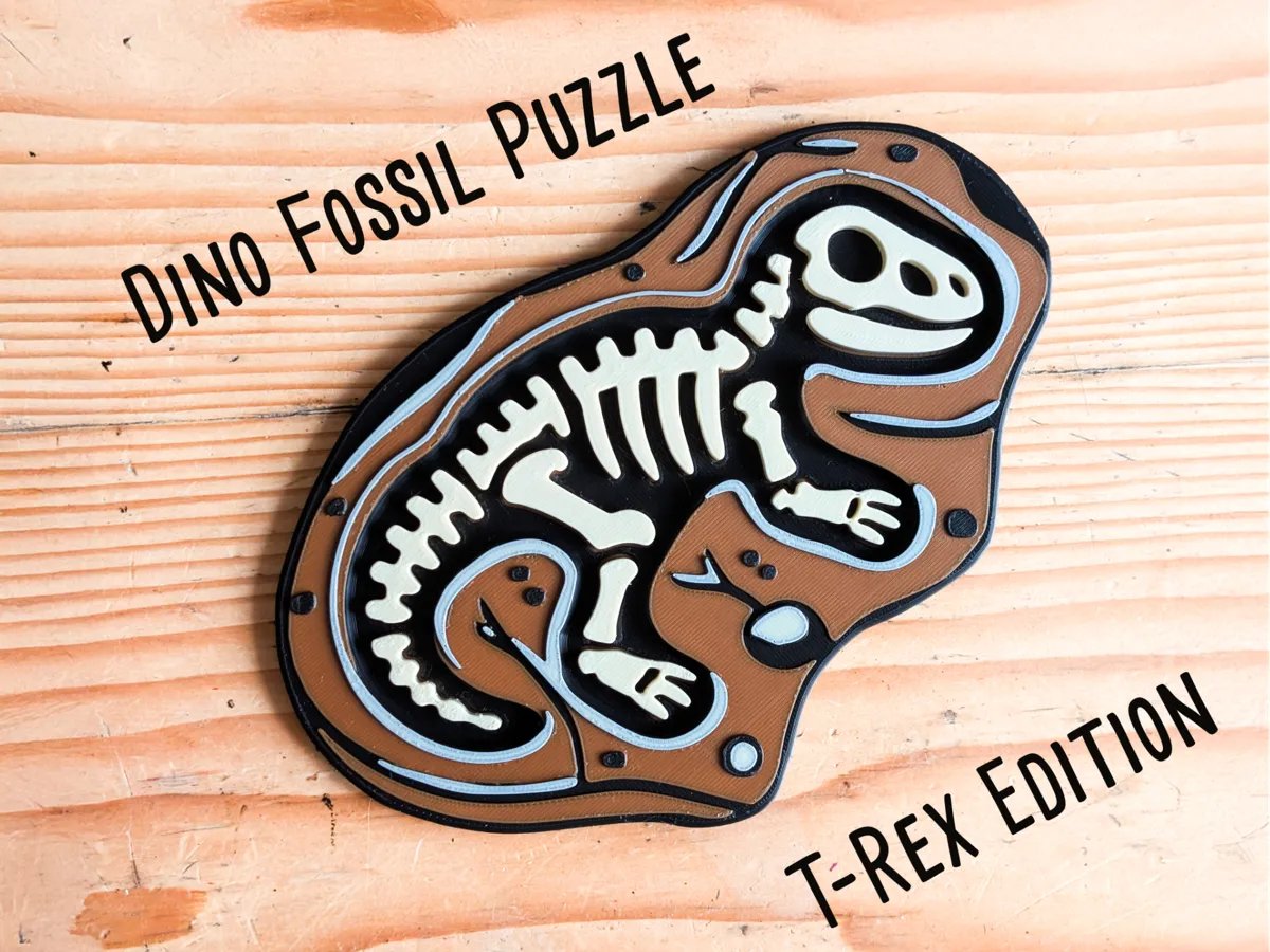 T-Rex Dinosaur Fossil Puzzle – Unearth the Past! - Free 3D Print Model ...