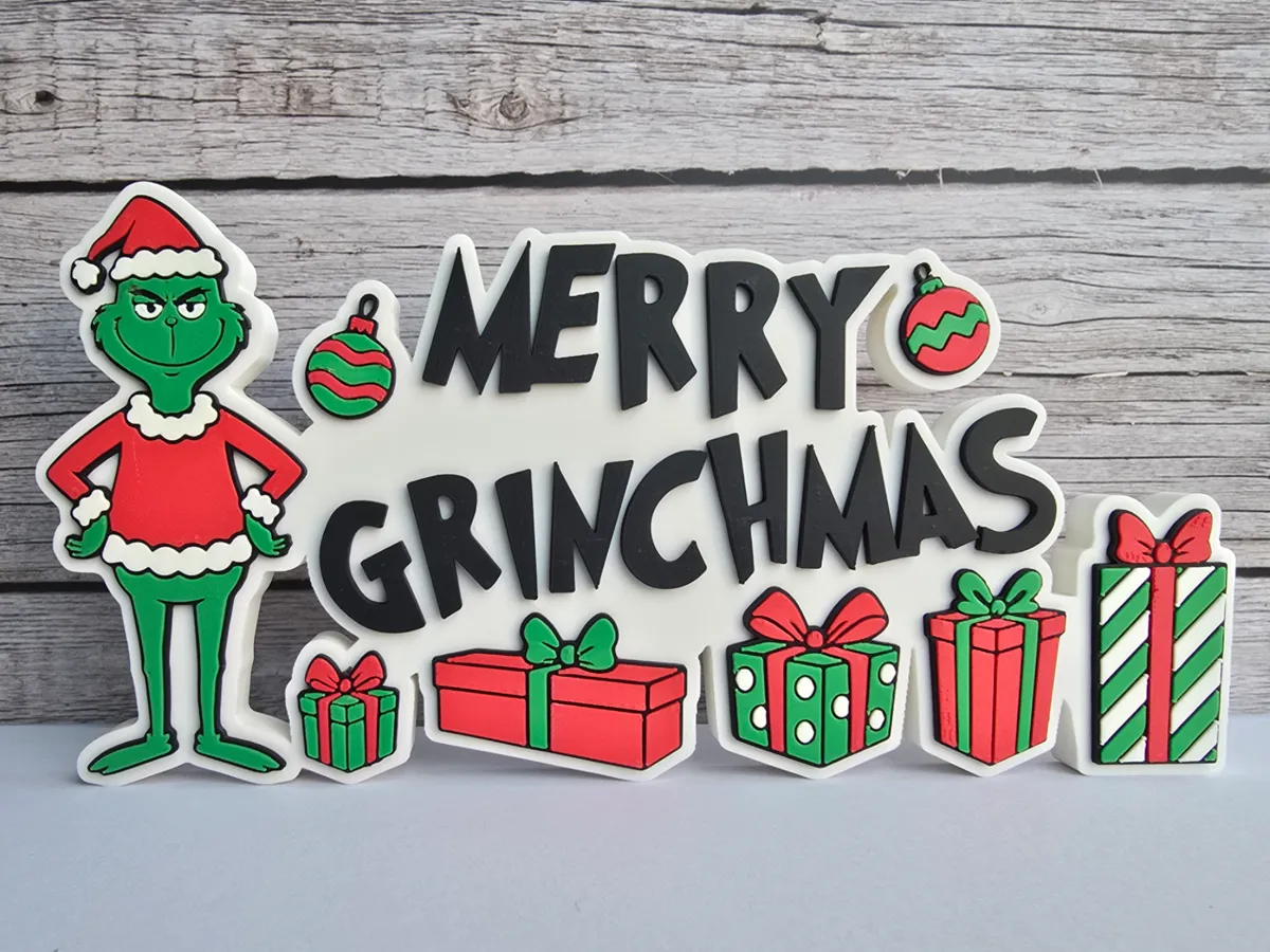 Merry Grinchmas Sign (Alt) - Free 3D Print Model - MakerWorld