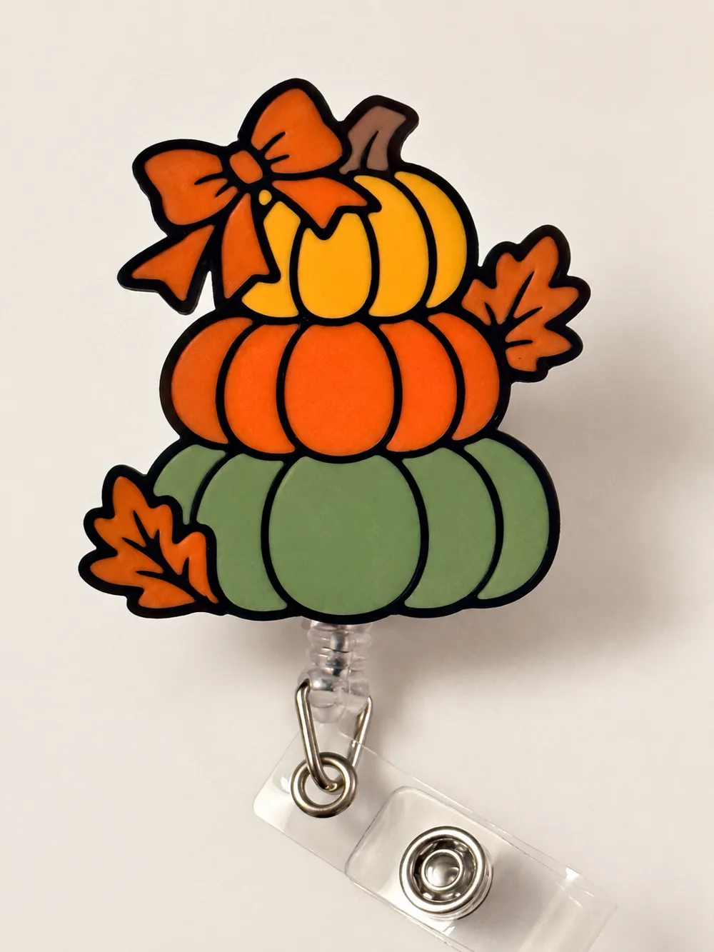 Stacked Pumpkin Badge Reel Free 3d Print Model Makerworld