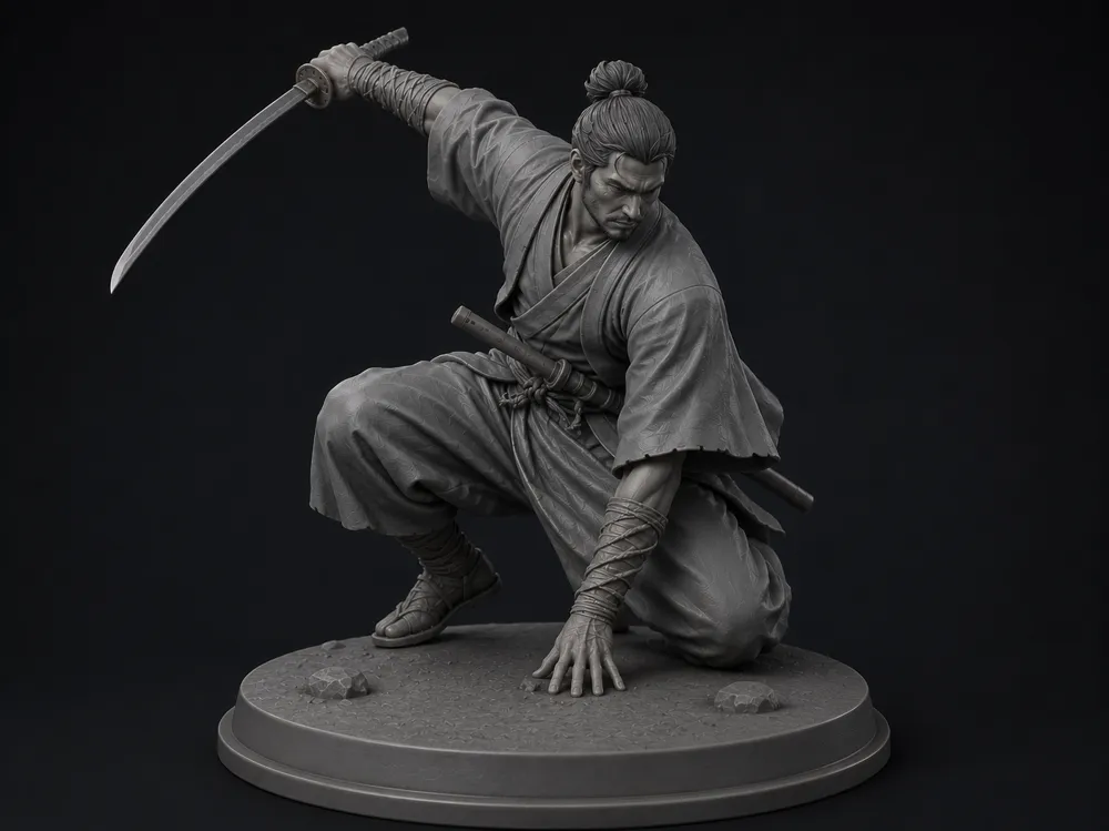 Classic Samurai With Katana Figure - Free 3D Print Model - MakerWorld