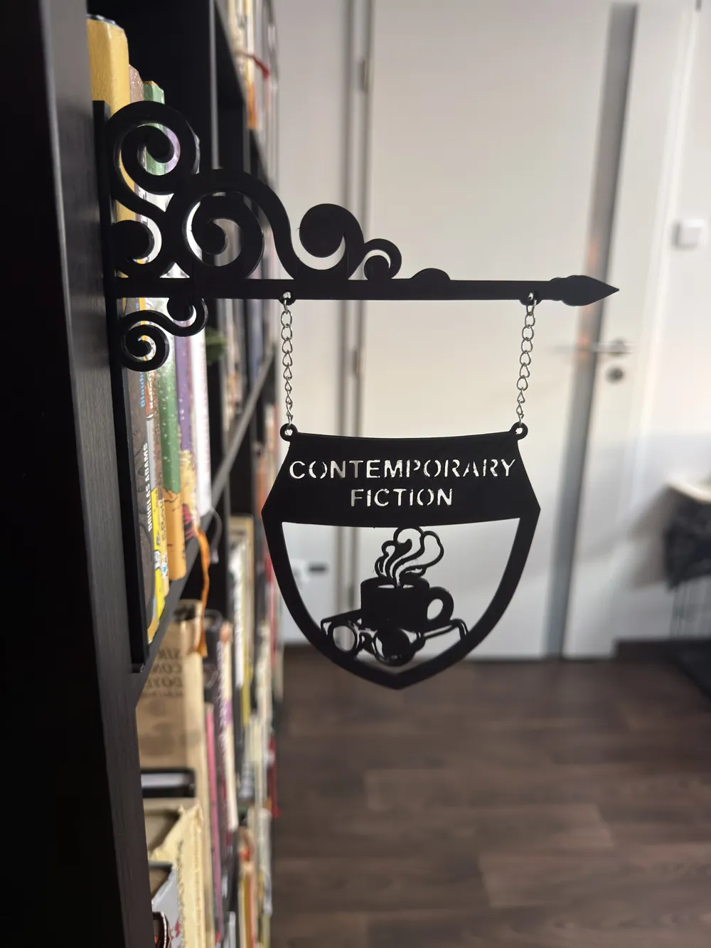 Library sign : Contemporary fiction - Free 3D Print Model - MakerWorld