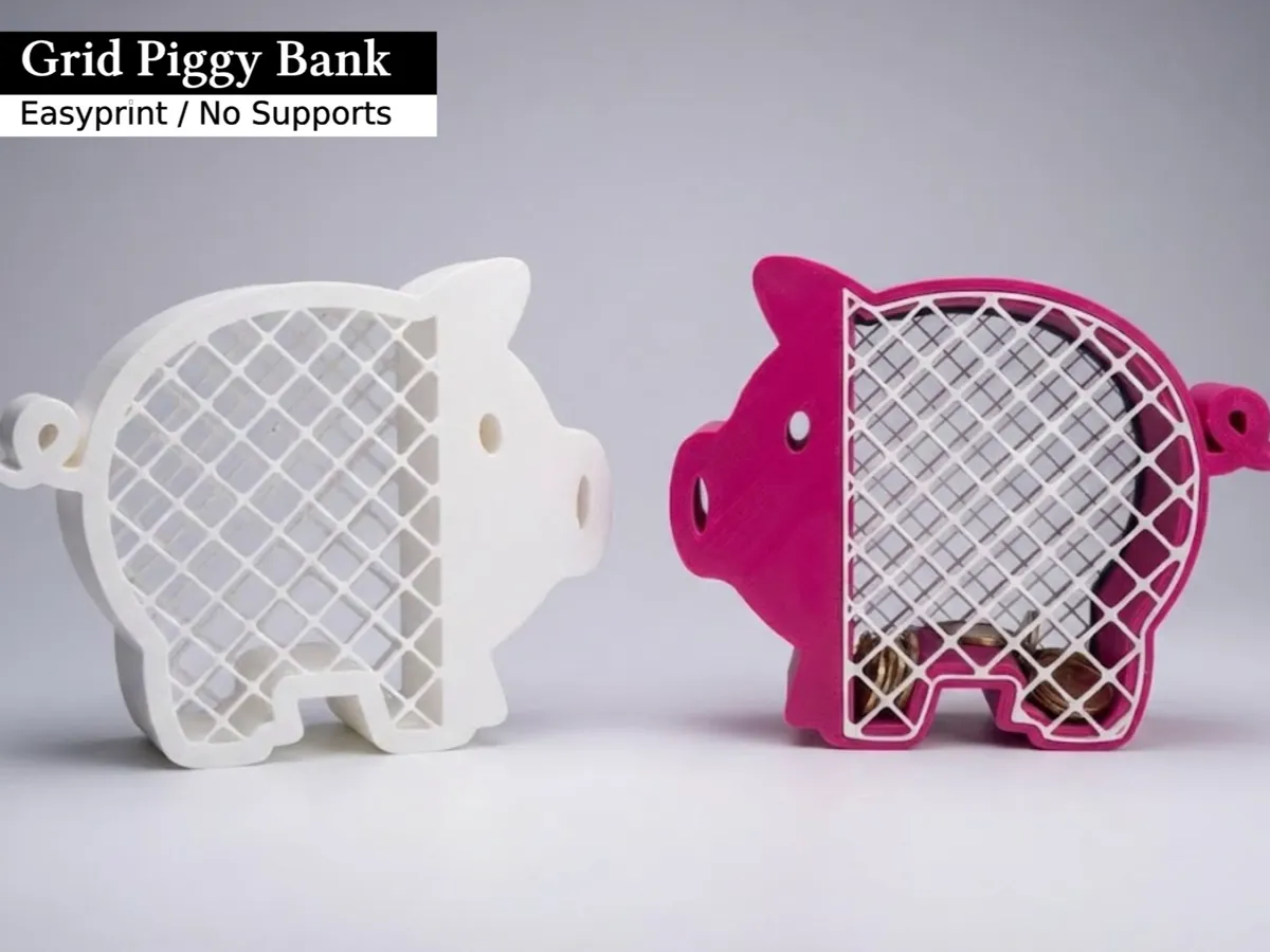 Grid Piggy Bank: Removable Cover & Reusable - Free 3D Print Model ...