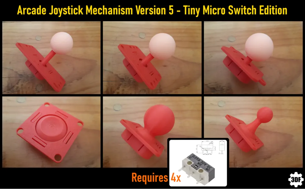 Arcade Joystick Mechanism V5 - Tiny Micro Switch by 3DFreeman - MakerWorld