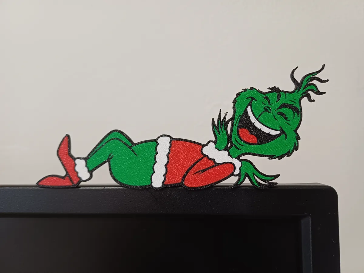Grinch on monitor with stand - Free 3D Print Model - MakerWorld