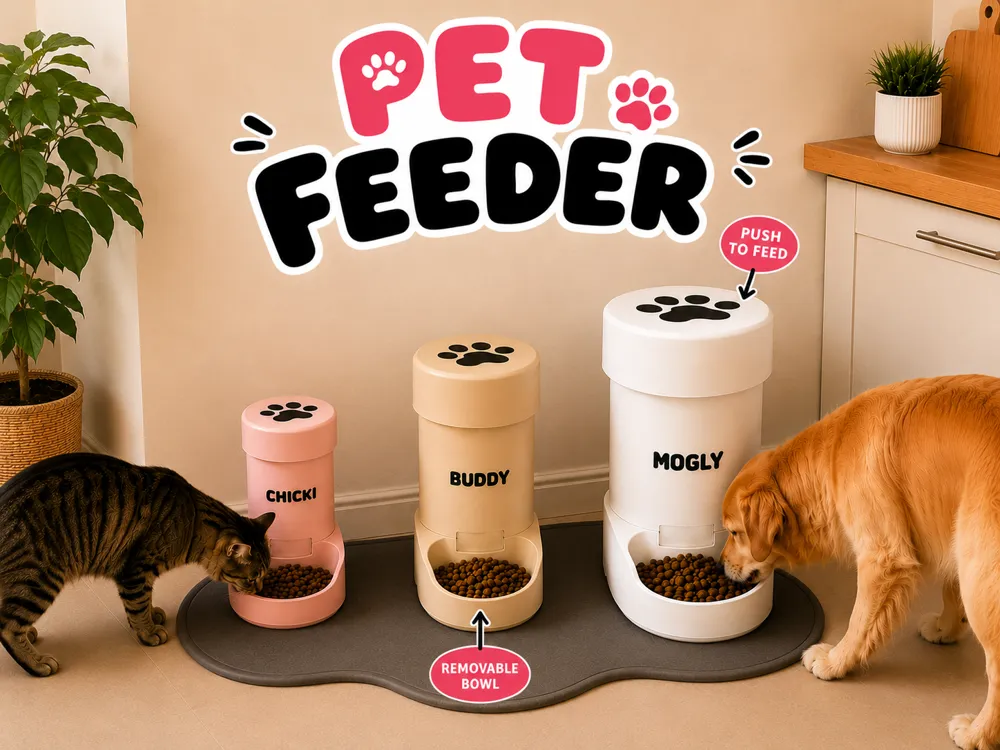 Pet Feeder with Bowl - Free 3D Print Model - MakerWorld