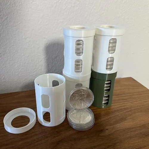 Silver coin tube storage by PleasantStCreations - MakerWorld