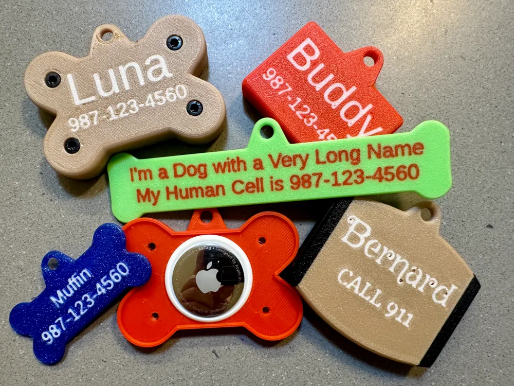 Trackable Dog / Pet Name Tag, with AirTag Opt by yanshay - MakerWorld