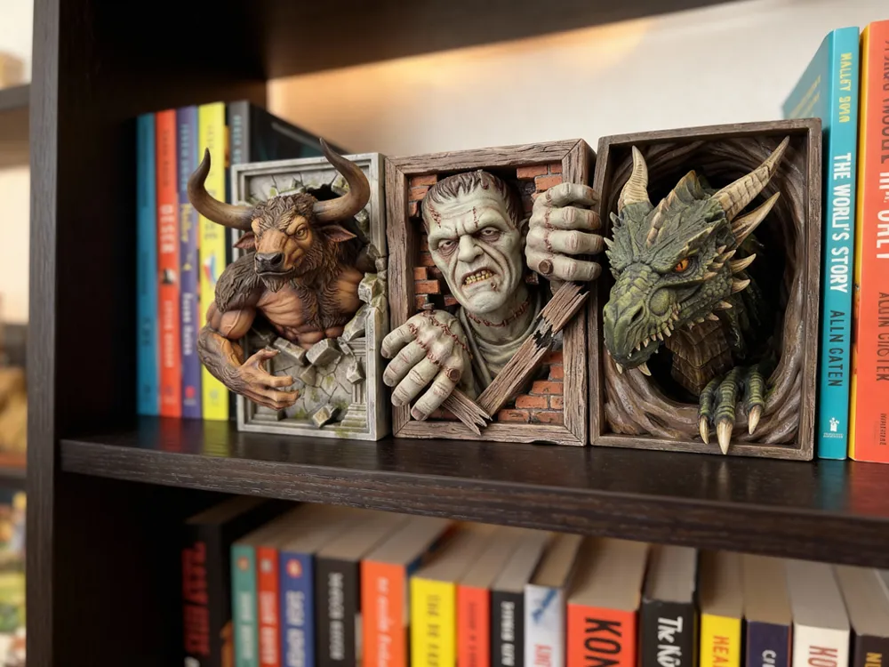 Book Nook Fantasy– Minotaur, Frankenstein & Dragon - Free 3D Print ...