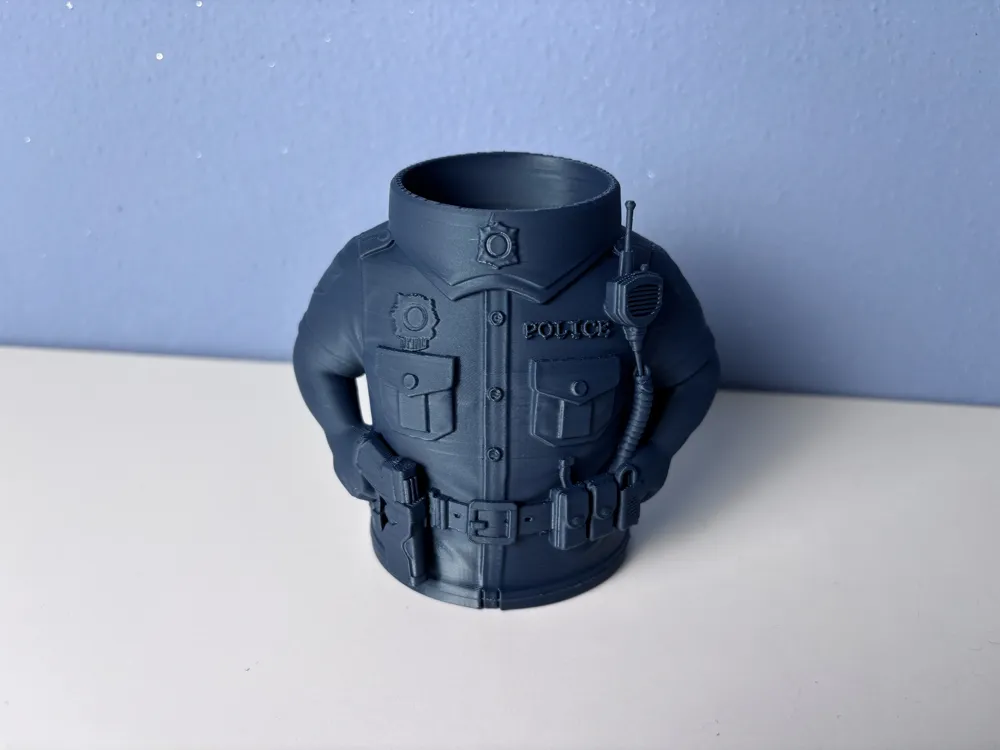 Police Officer Uniform Pen Holder - Detailed Bust - Free 3D Print Model ...