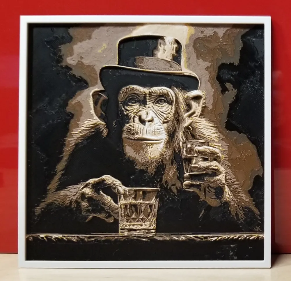 Top Hat Monkey (Hueforge) by thefar1 - MakerWorld