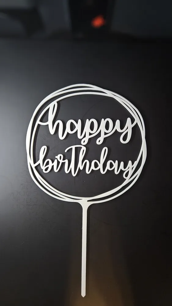 Circle Happy Birthday Cake Topper - Free 3D Print Model - MakerWorld