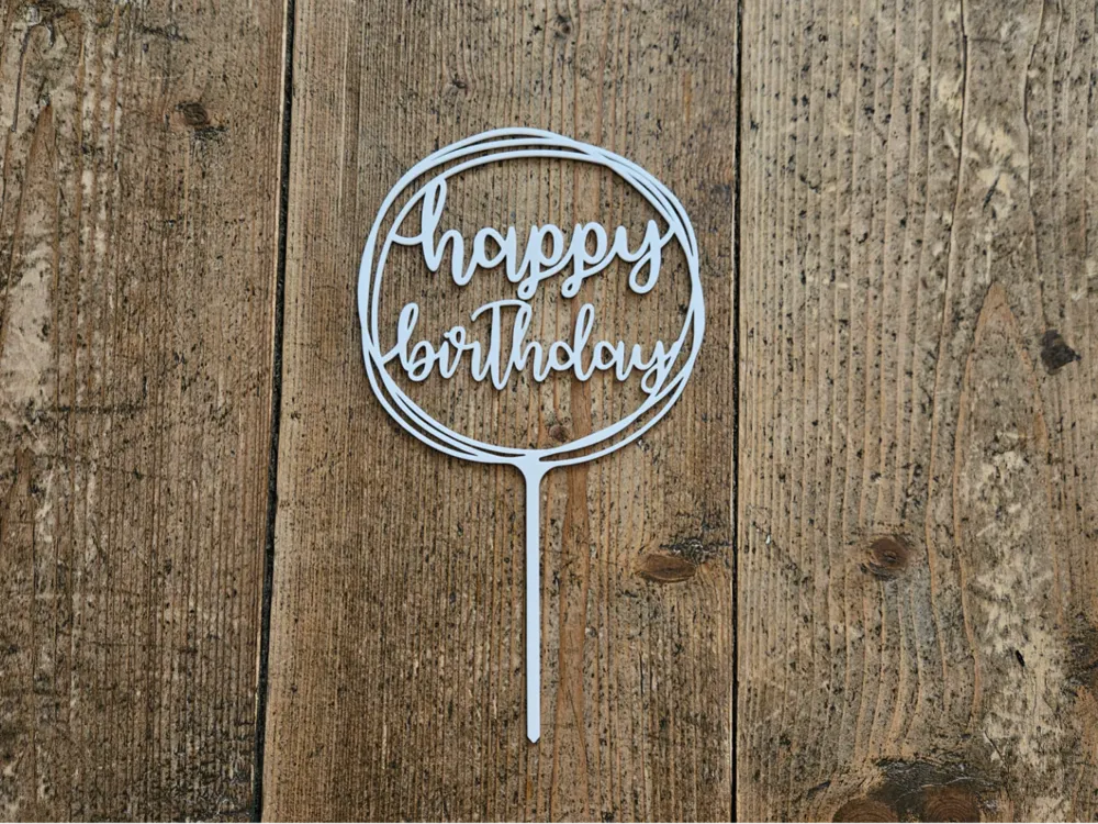 Circle Happy Birthday Cake Topper - Free 3D Print Model - MakerWorld