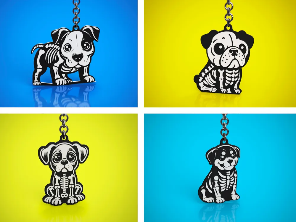 Dogs Set 2 - Halloween Keychains Skeleton by MM3D Workshop - MakerWorld